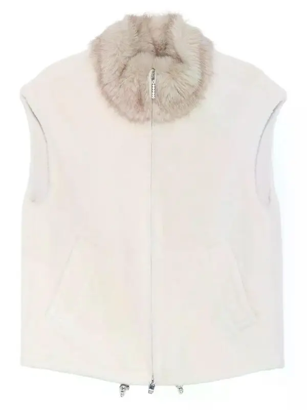 MARCCAIN Fur Collar Gilet - Neutrals