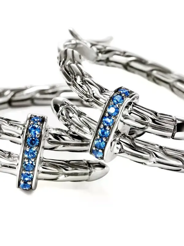 John Hardy Sterling Spear Sapphire Hoop Earrings - Silver