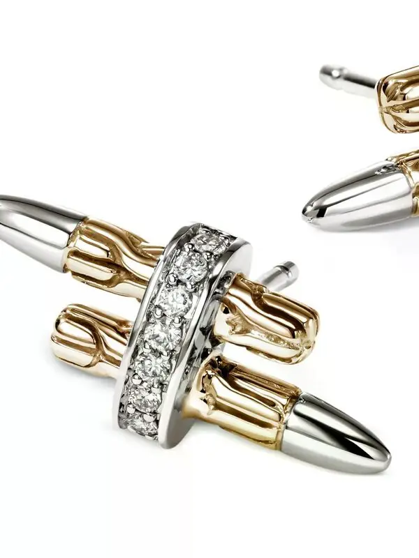 John Hardy 14k Yellow Gold & Sterling Spear Stud Diamond Earrings - Silver