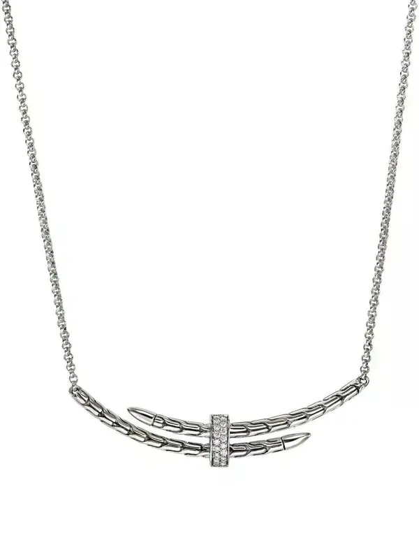 John Hardy Sterling Spear Station Diamond Necklace - Silver