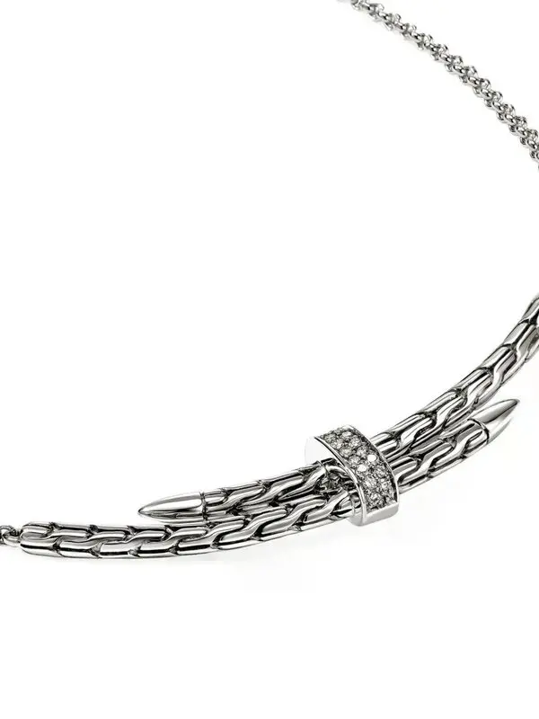 John Hardy Sterling Spear Station Diamond Necklace