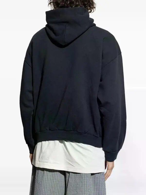 Balenciaga Logo-embroidered Hoodie - Black