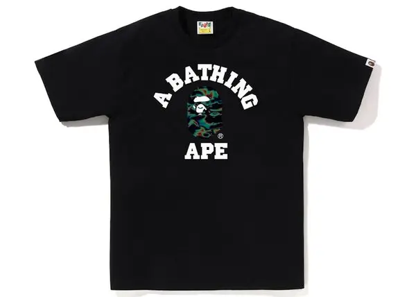 A BATHING APE Thermography College Tee Shirt - Black