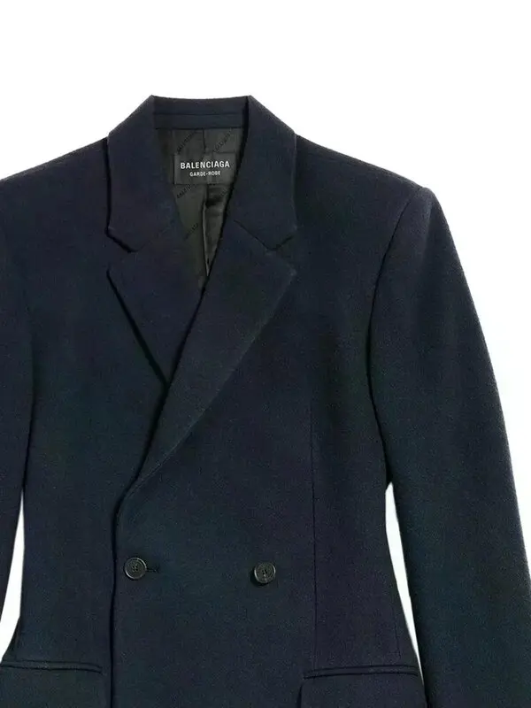 Balenciaga Navy Wool Double-breasted Coat