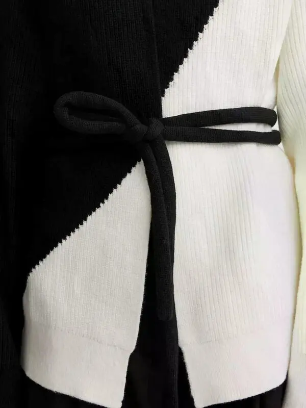 AERON Diagonal Colour-block Ribbed Knit Cardigan