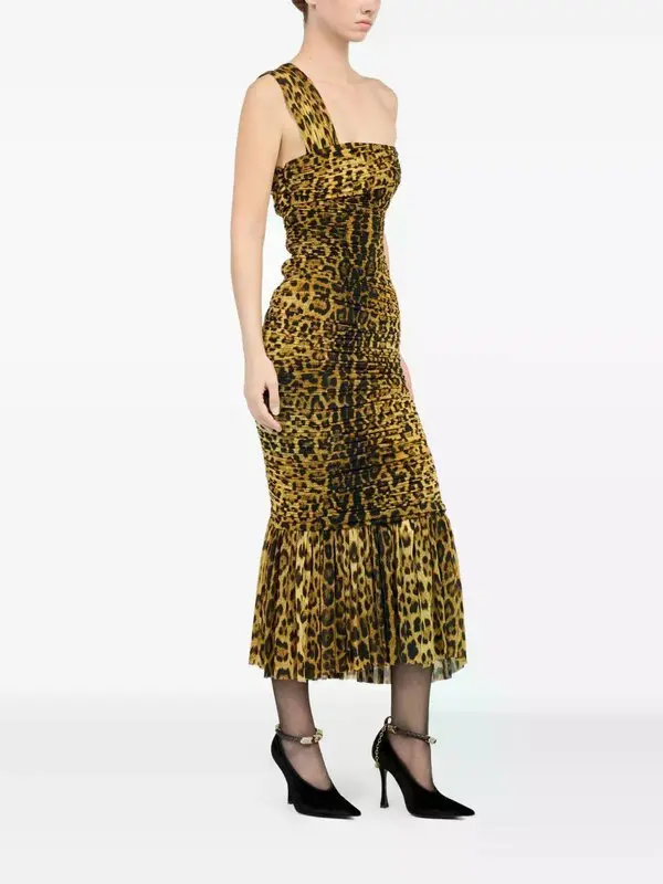 Roberto Cavalli One-shoulder Pleated Dress