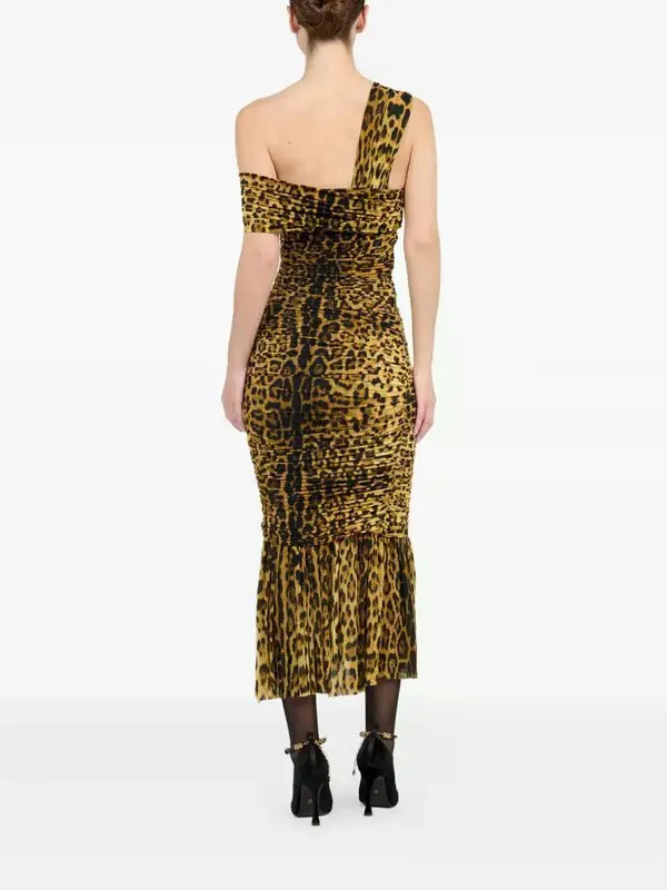 Roberto Cavalli One-shoulder Pleated Dress