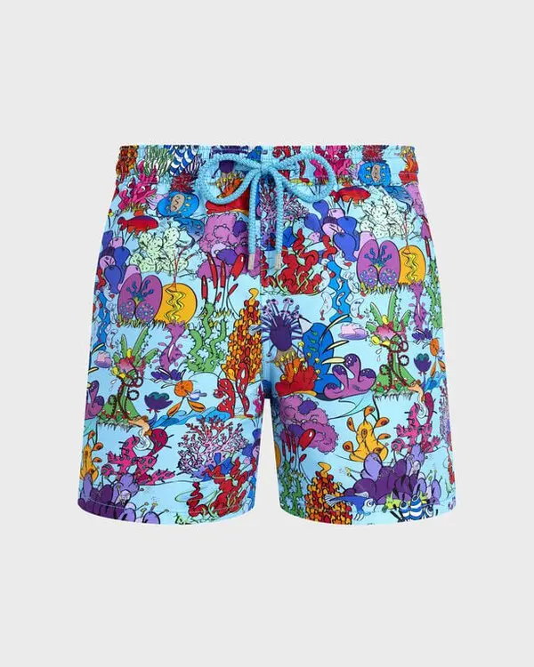 Vilebrequin Moorea Swim Shorts Plantes Aquatiques Mdb - Blue