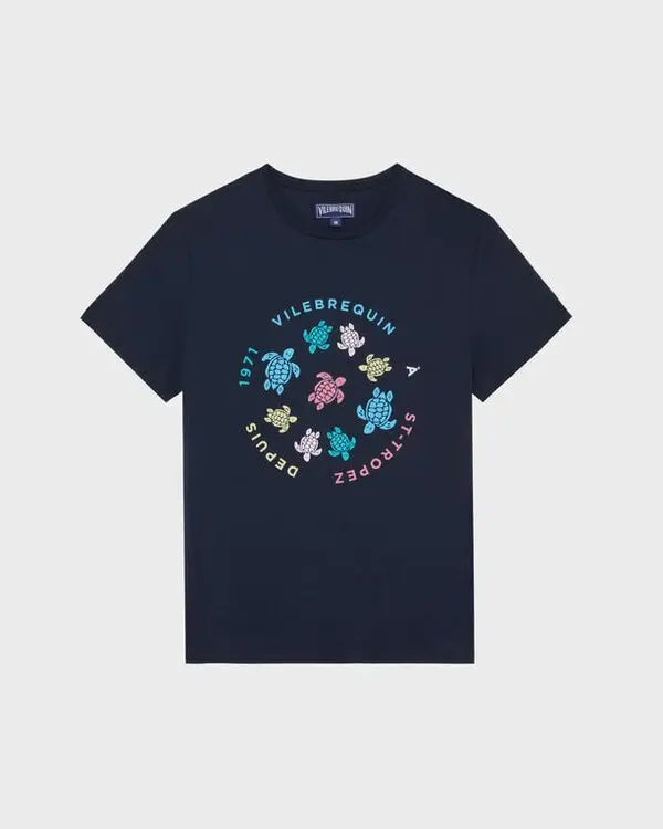 Vilebrequin Cotton Tshirt Tortues Multicolores Tee Shirt Thom - Blue
