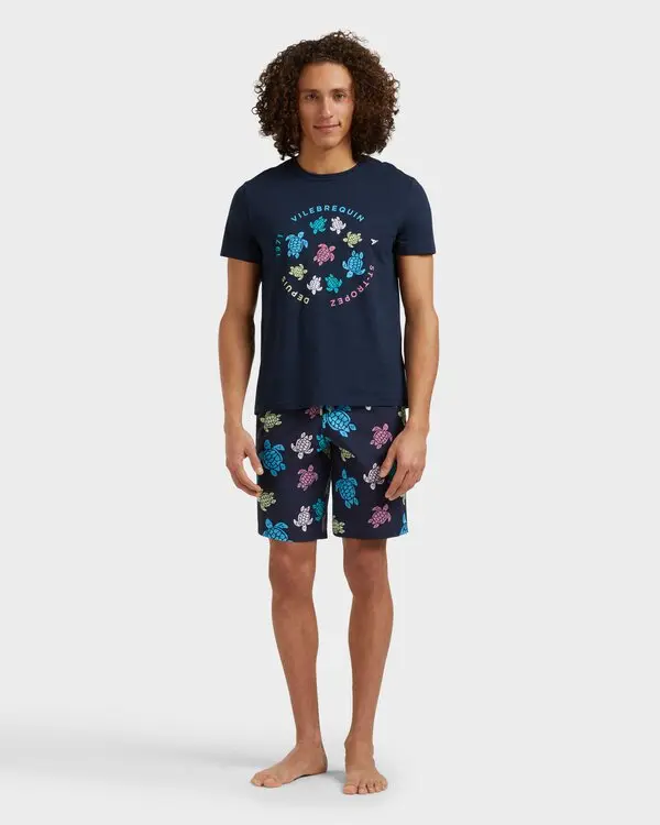 Vilebrequin Cotton Tshirt Tortues Multicolores Tee Shirt Thom - Blue