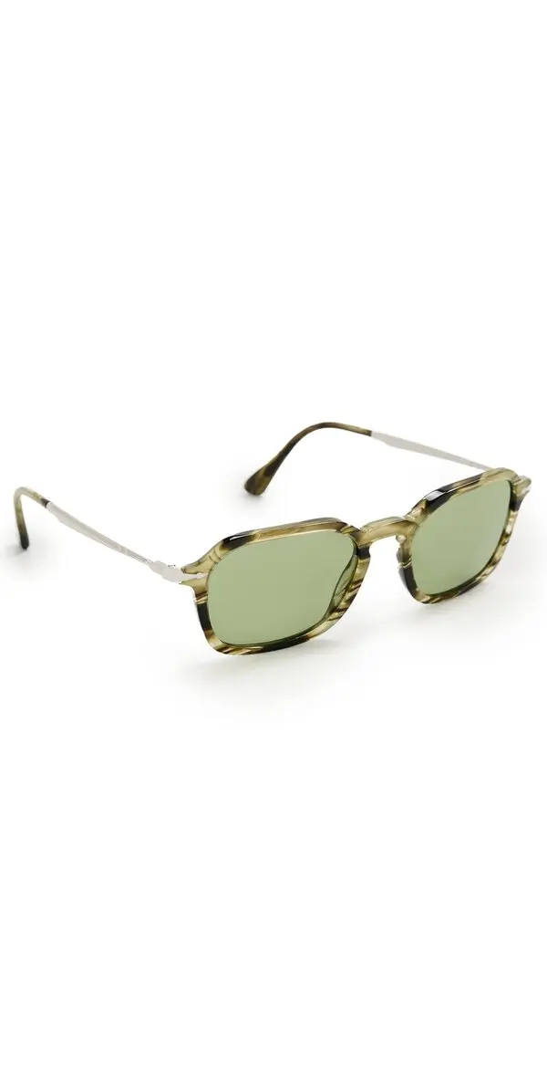 Persol 0po3381s Square Frame Sunglasses - Striped Black And Olive