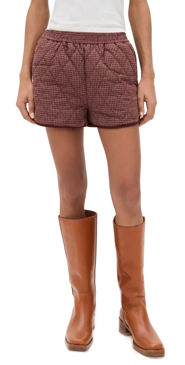 BAILEY ROSE Quilted Check Print Shorts