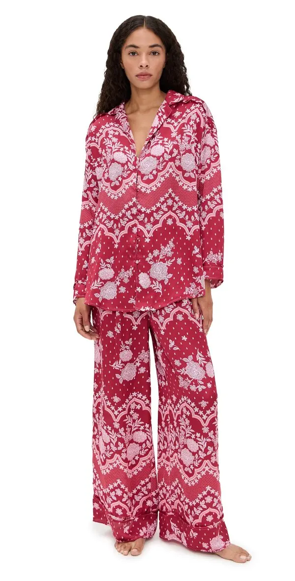 Free People Dreamy Days Pajama Set - Cherry Combo