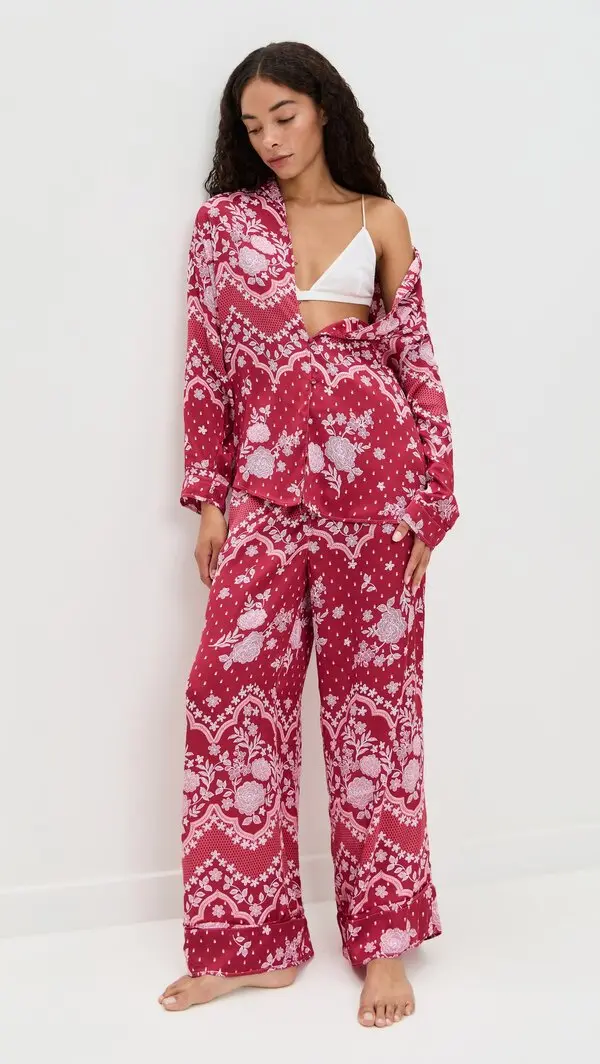 Free People Dreamy Days Pajama Set - Cherry Combo