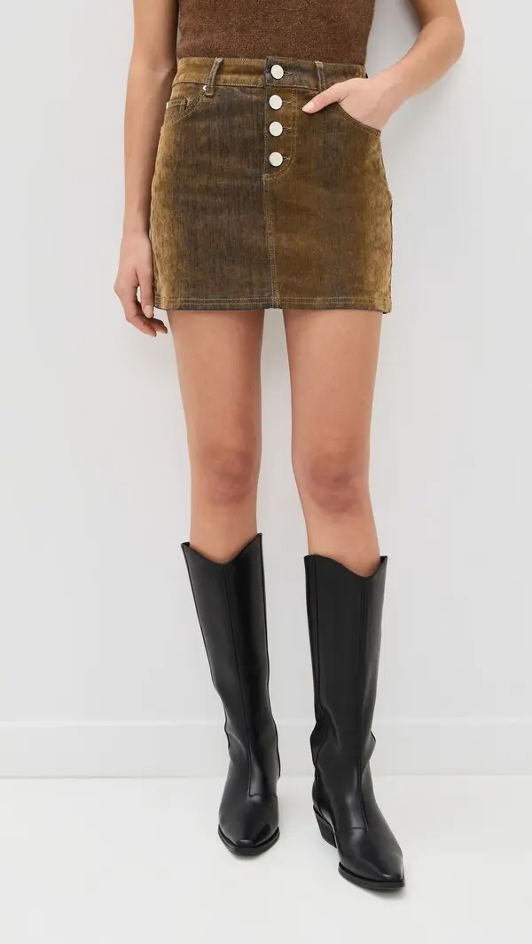 ALIGNE Corrie Flock Denim Mini Skirt