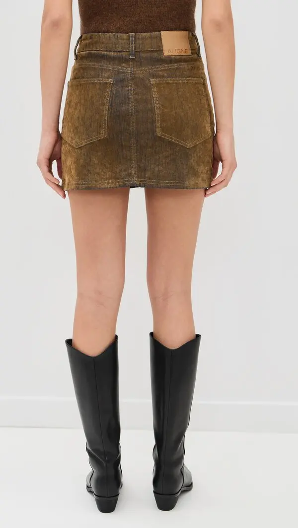 ALIGNE Corrie Flock Denim Mini Skirt