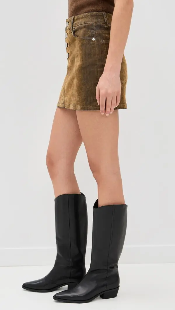 ALIGNE Corrie Flock Denim Mini Skirt