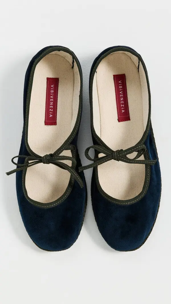 VIBI VENEZIA Brigitte Velvet Mary Jane Flats - Zattere