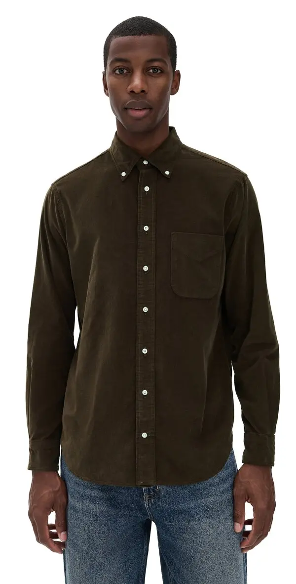 Gitman Bros Thin Wale Corduroy Shirt - Dark Brown