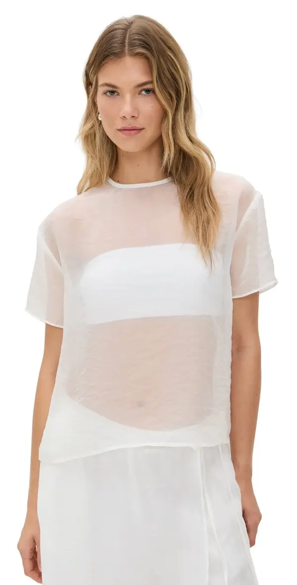 SIMONETT Sheer Short Sleeve Blouse