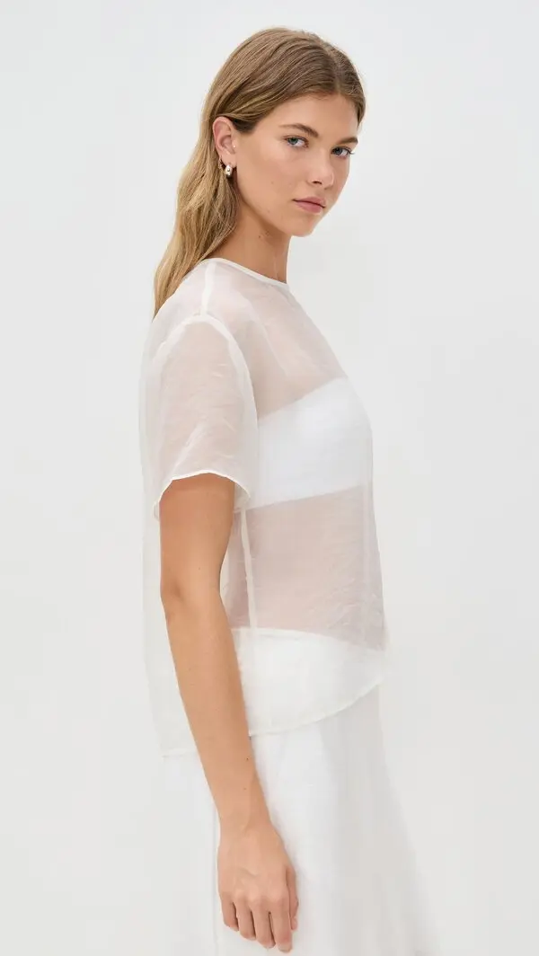 SIMONETT Sheer Short Sleeve Blouse
