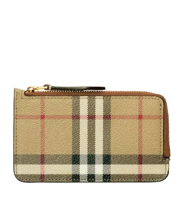 Burberry Check Zip Card Holder - Brown