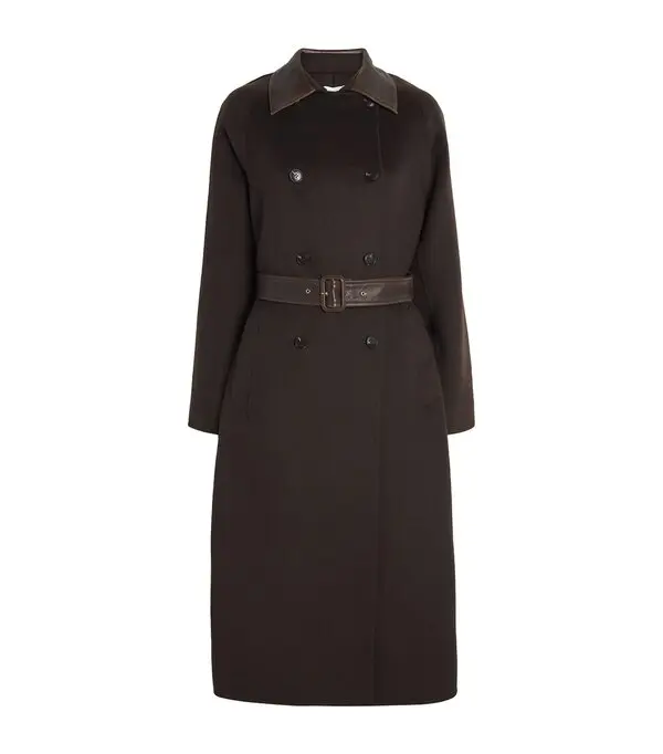 Sandro Wool Overcoat With Leather Collar