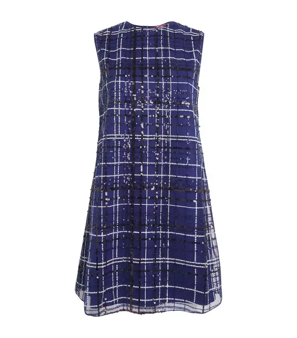 Max & Co. Sequin Checked Mini Dress - Blue