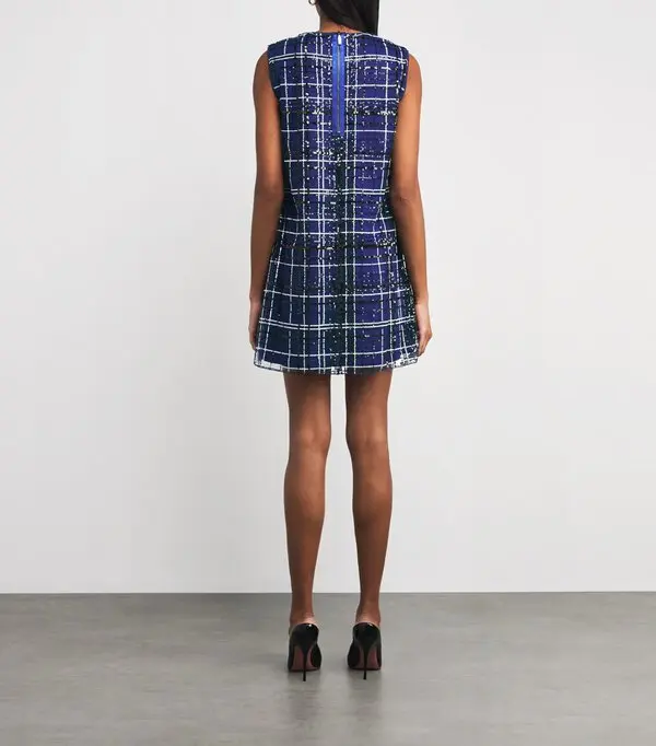 Max & Co. Sequin Checked Mini Dress - Blue