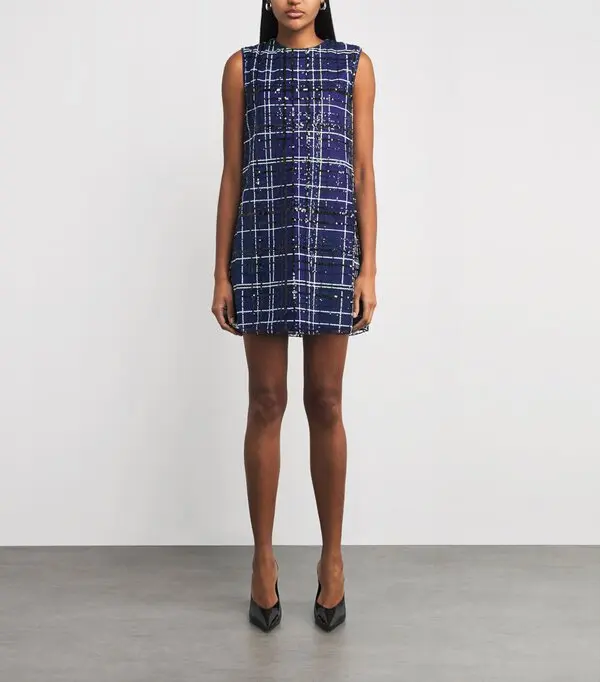 Max & Co. Sequin Checked Mini Dress - Blue