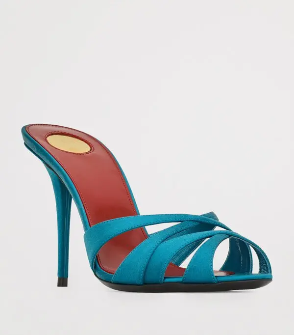 Saint Laurent Satin Chandelle 95 Mules - Blue