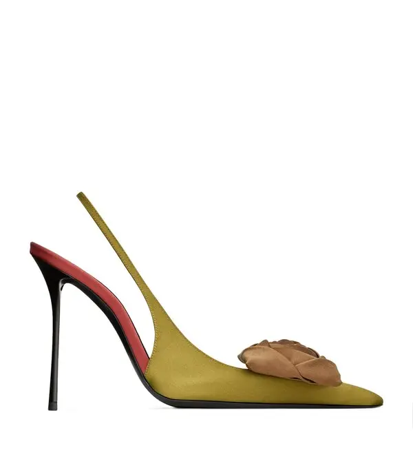 Saint Laurent Satin Amalia Slingback Pumps