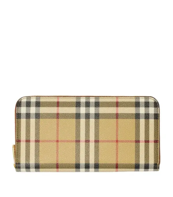 Burberry Check Zip Wallet - Brown