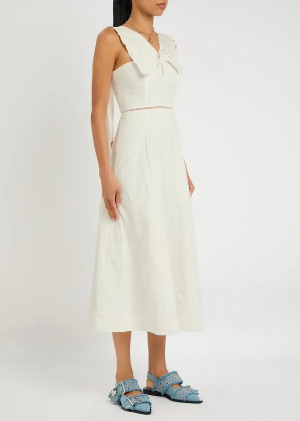 damson madder embroidered dress White 1940s Solid Cotton Embroidered Lace Dress main image 0