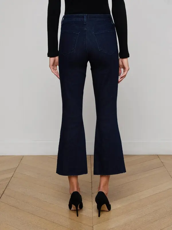 L'Agence Kendra Cropped Flare Jeans - Black Ink