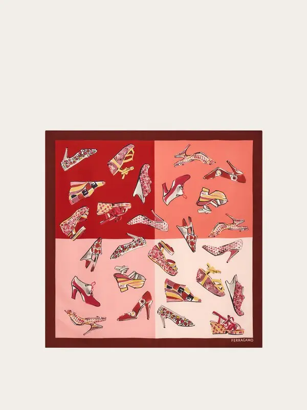FERRAGAMO Genio Print Silk Scarf - Red