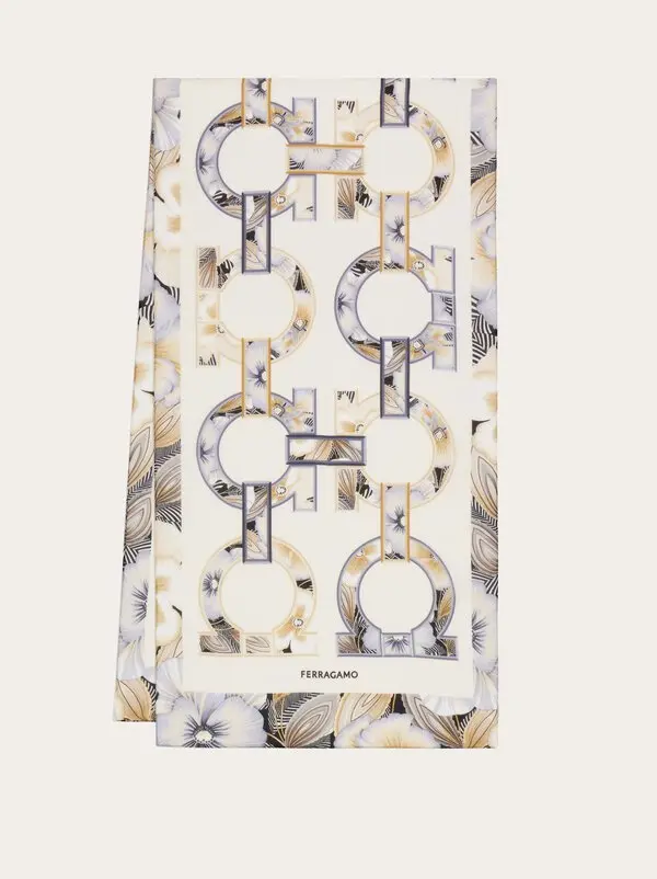 FERRAGAMO Brezza Print Silk Scarf - White