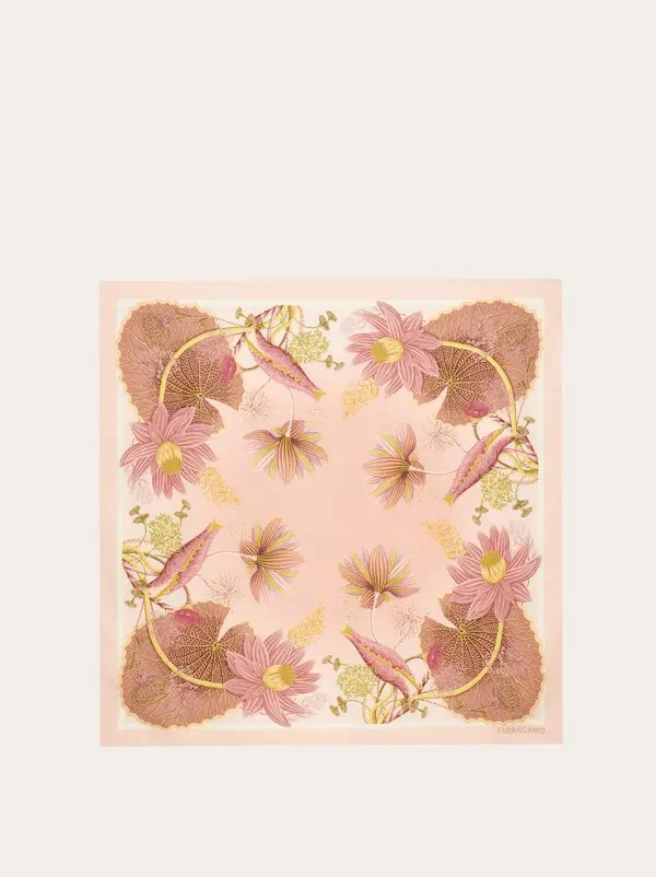 FERRAGAMO Water Lilies Print Silk Scarf - Pink