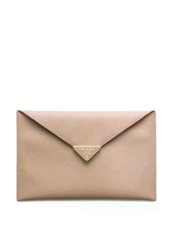 Prada Envelope Snap-closure Clutch - Neutrals