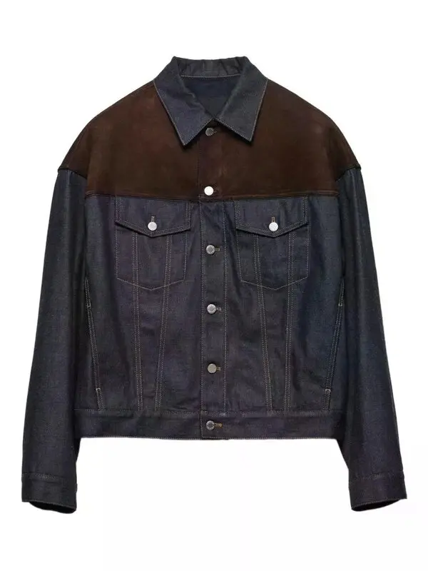 Prada Suede-panel Denim Jacket