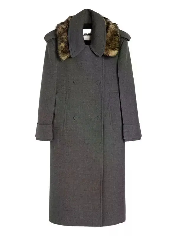 JIL SANDER Fur Collar Double-breasted Coat