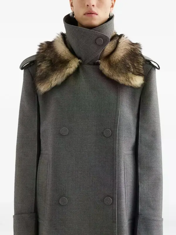 JIL SANDER Fur Collar Double-breasted Coat