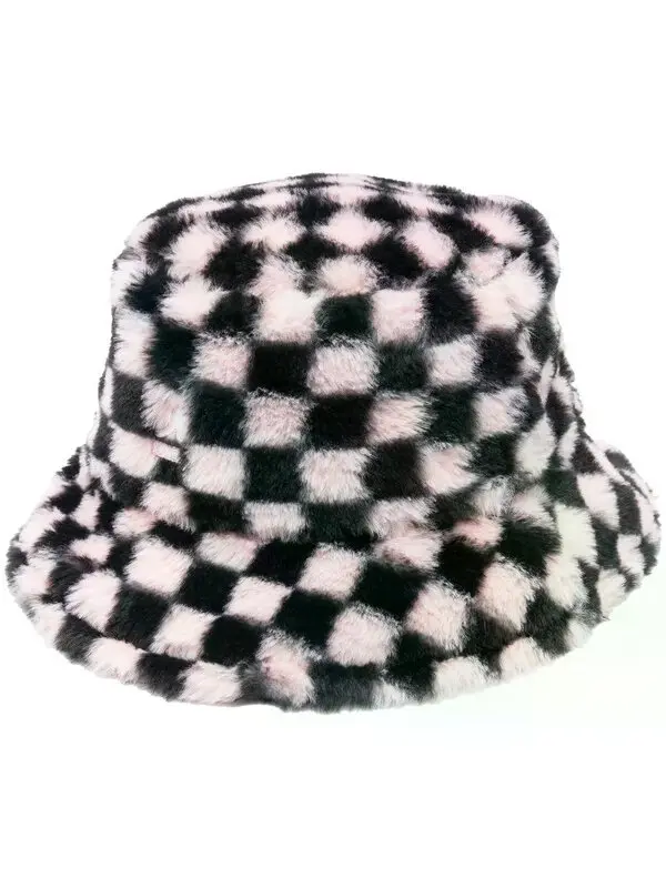 KANGOL Checkerboard Faux-fur Hat - Pink