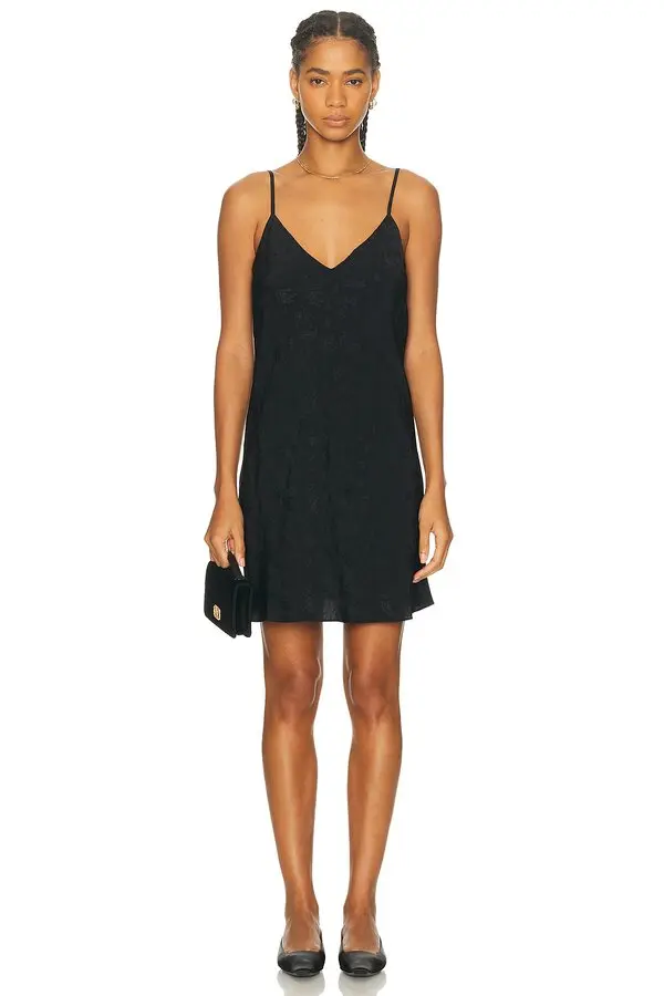 BODE Moonflower Jacquard Short Slip Dress - Black
