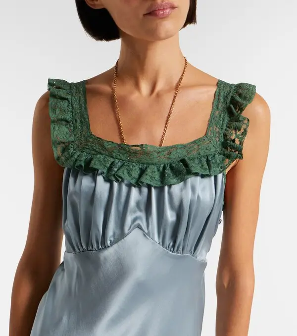 Chlo Lace-Trimmed Silk Maxi Dress - Blue - 20% Off | Editorialist