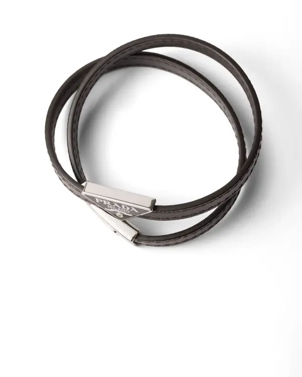 Prada Saffiano Leather Bracelet - Grey