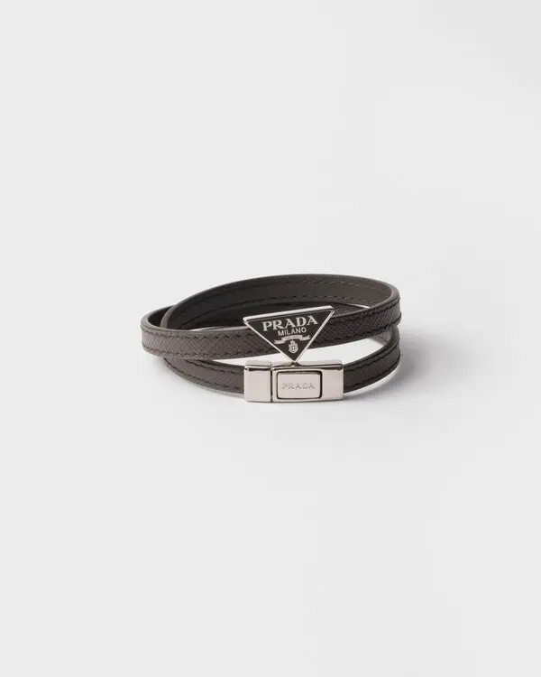Prada Saffiano Leather Bracelet - Smoky Gray