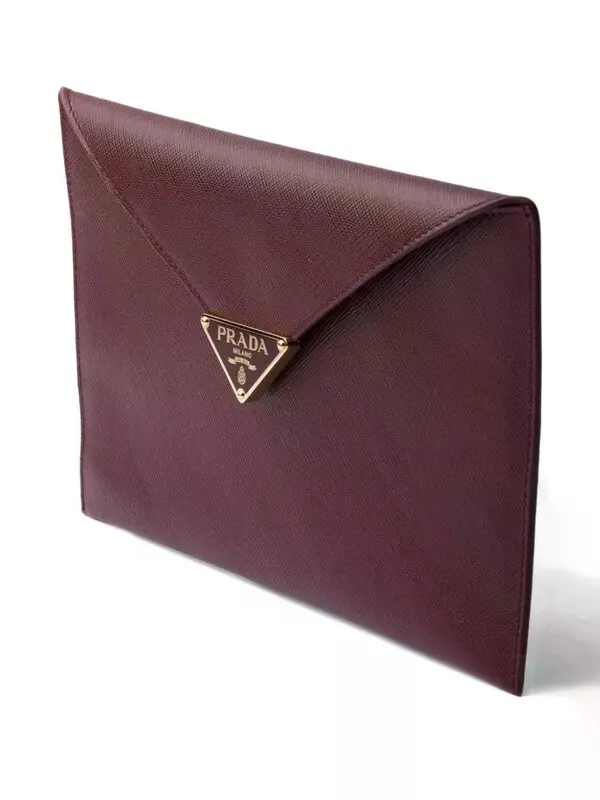 Prada Leather Clutch With Triangle Logo
