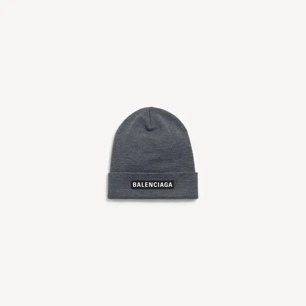 Balenciaga Patch Beanie - Grey & Silver