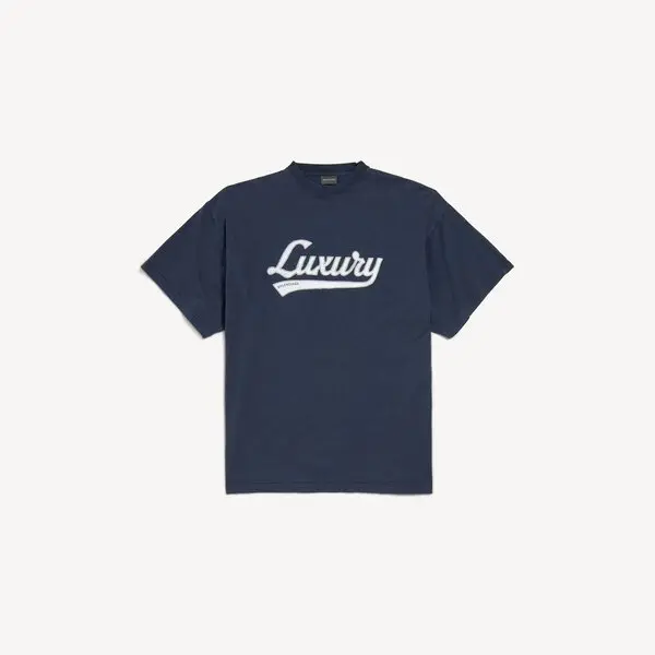 Balenciaga Luxury Script Oversized T-shirt - Blue